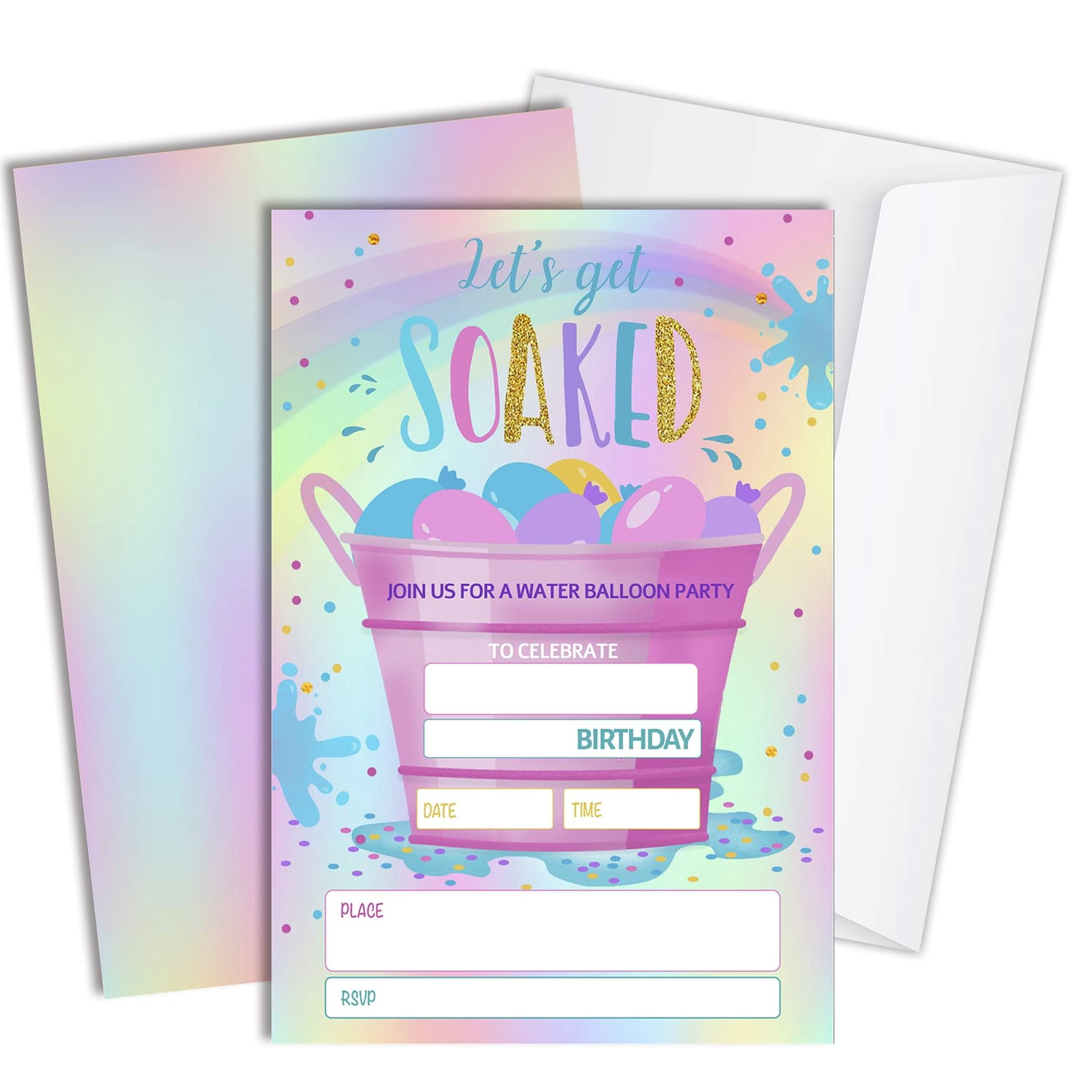 Splash Party Invitations: Fun Water Balloon & Gun Theme Cards for Kids ...