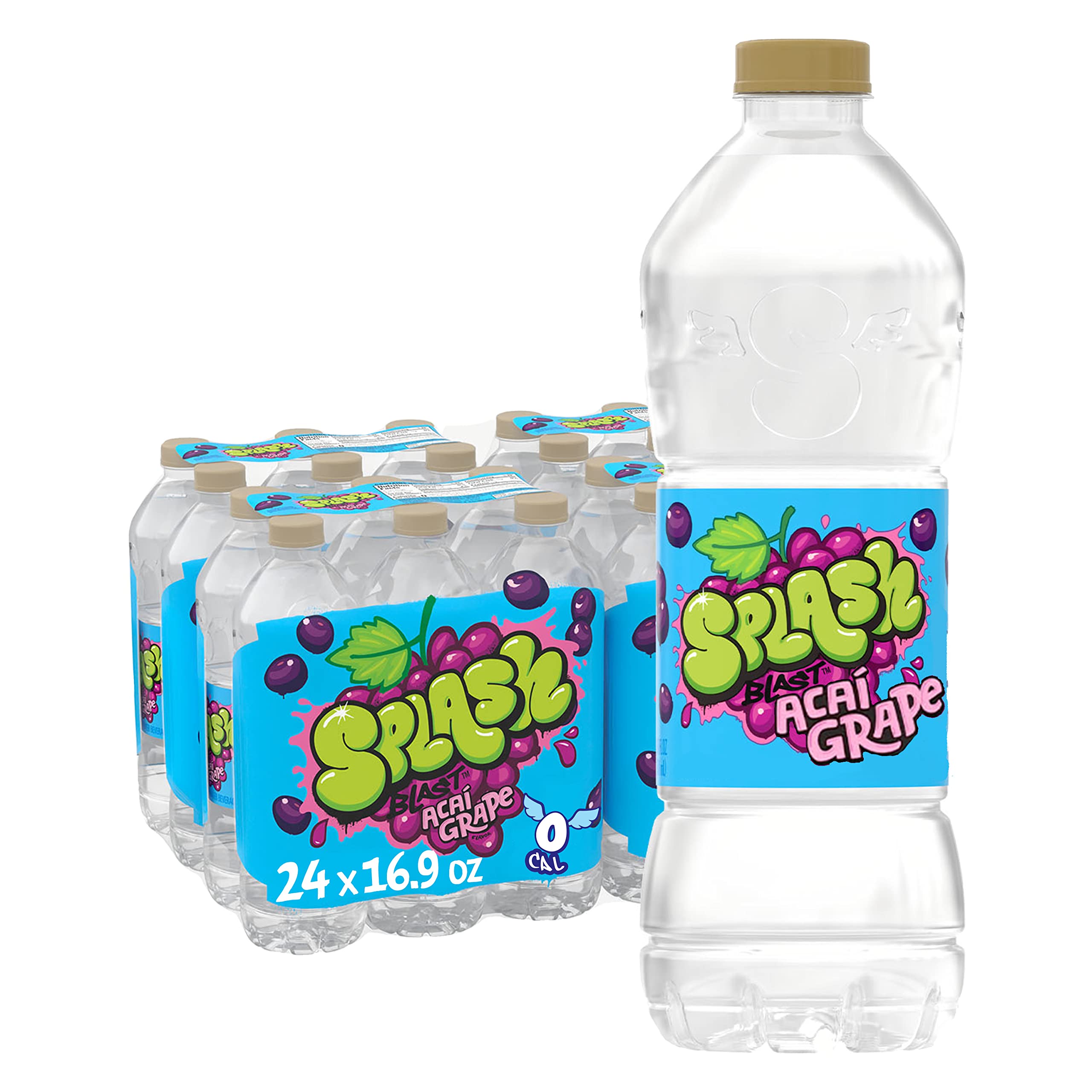Splash Refresher, Acai Grape Flavor Water Beverage, 16.9 Fl Oz Plastic ...