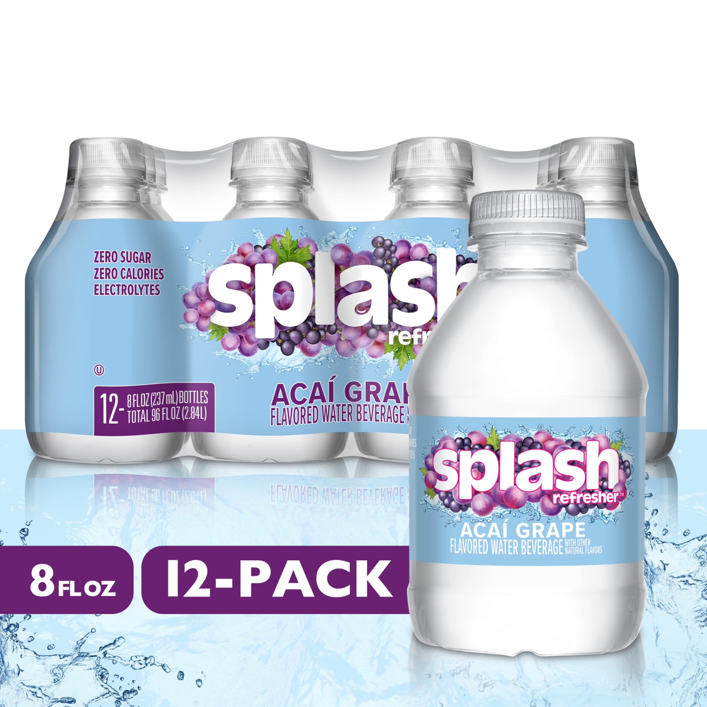 Fruity Splash Refresher Acai Grape Flavored Water, 8 fl oz, 12 Pack - Walmart.com