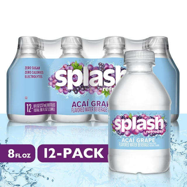 Splash Refresher Acai Grape Water, 8 fl oz, 12 Pack for Office ...