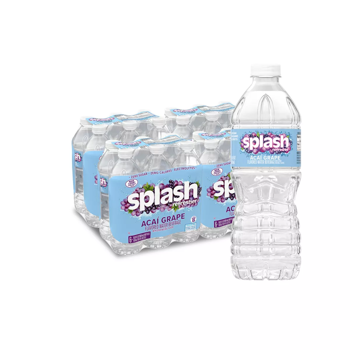 Splash Refresher Acai Grape Flavored Water Beverage, 16.9 fl oz Bottles, 24 Pack - Walmart.com