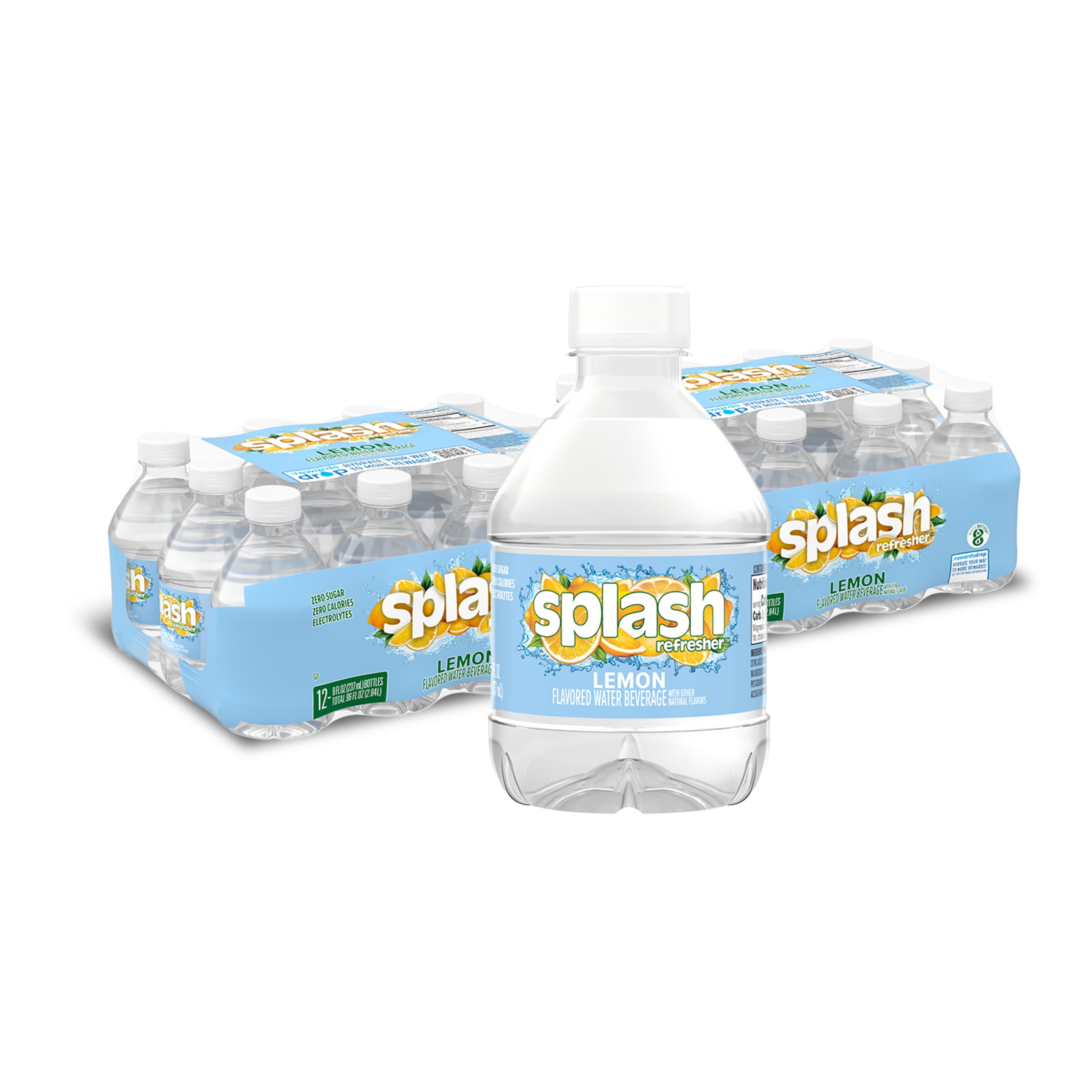 Splash Refresher, Lemon Flavor Water Beverage, 8 Fl Oz Plastic Bottles ...