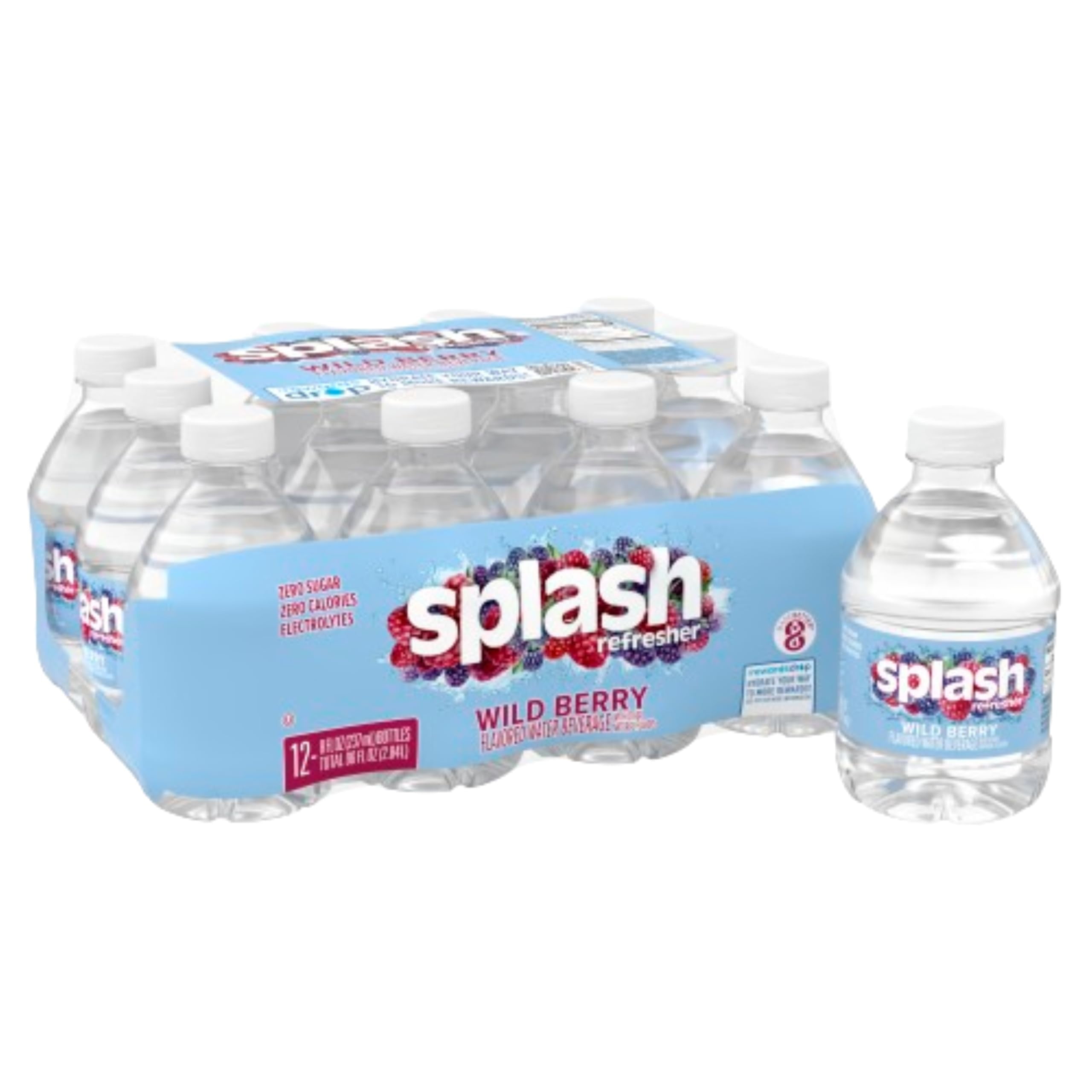 Splash Refresher Wild Berry Flavored Water, 8 Fl Oz, Plastic Bottle Pack of 12 ES6 - Walmart.com