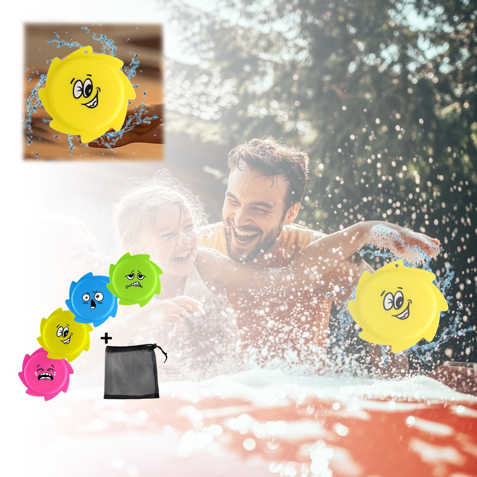 Splash Water Balls Set - Quick-Fill Reusable Water Flying Disc Kit with Mesh Bag, Fun Outdoor ...