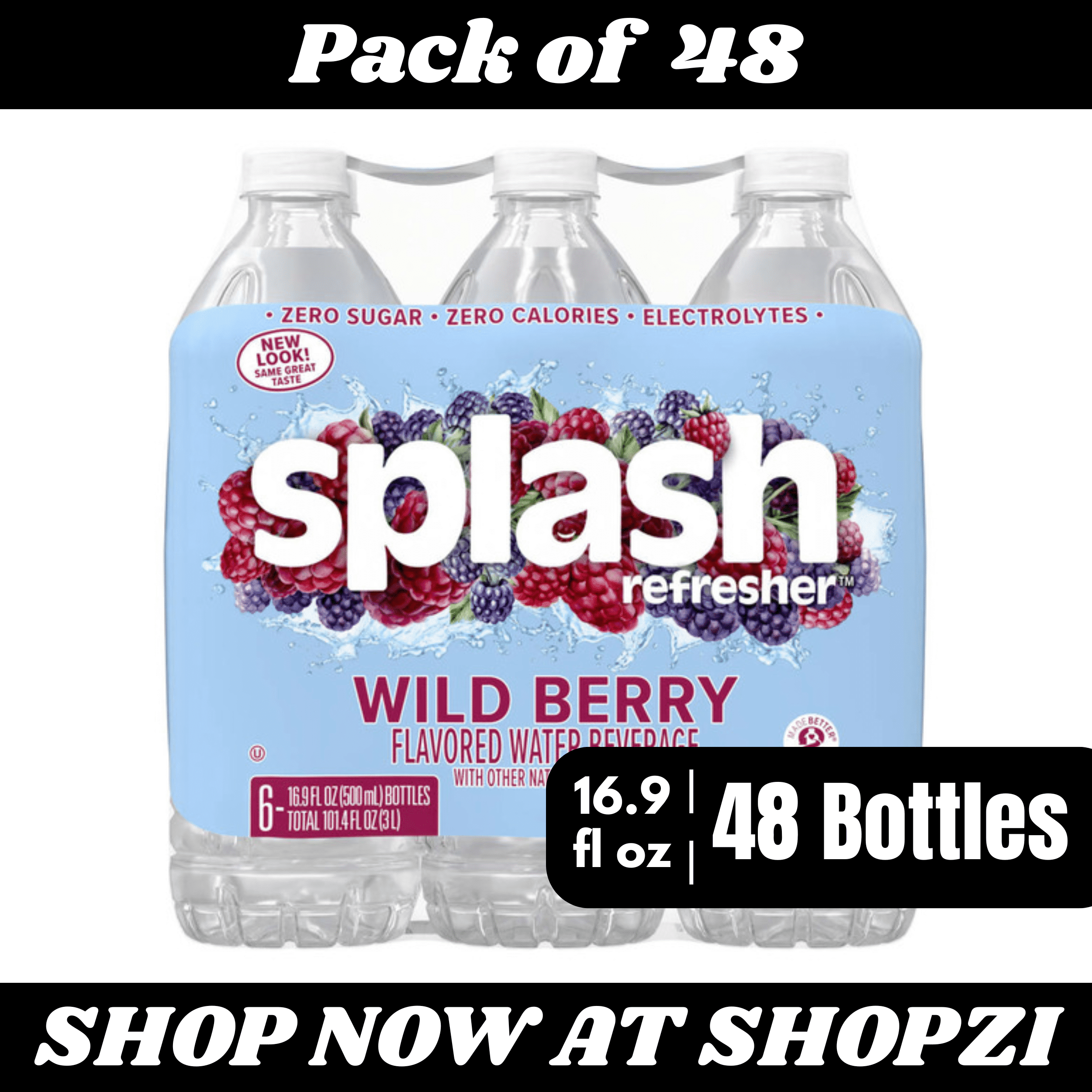Splash Wild Berry Flavored Water 16.9 fl oz – 48 Pack Bottled Drink ...