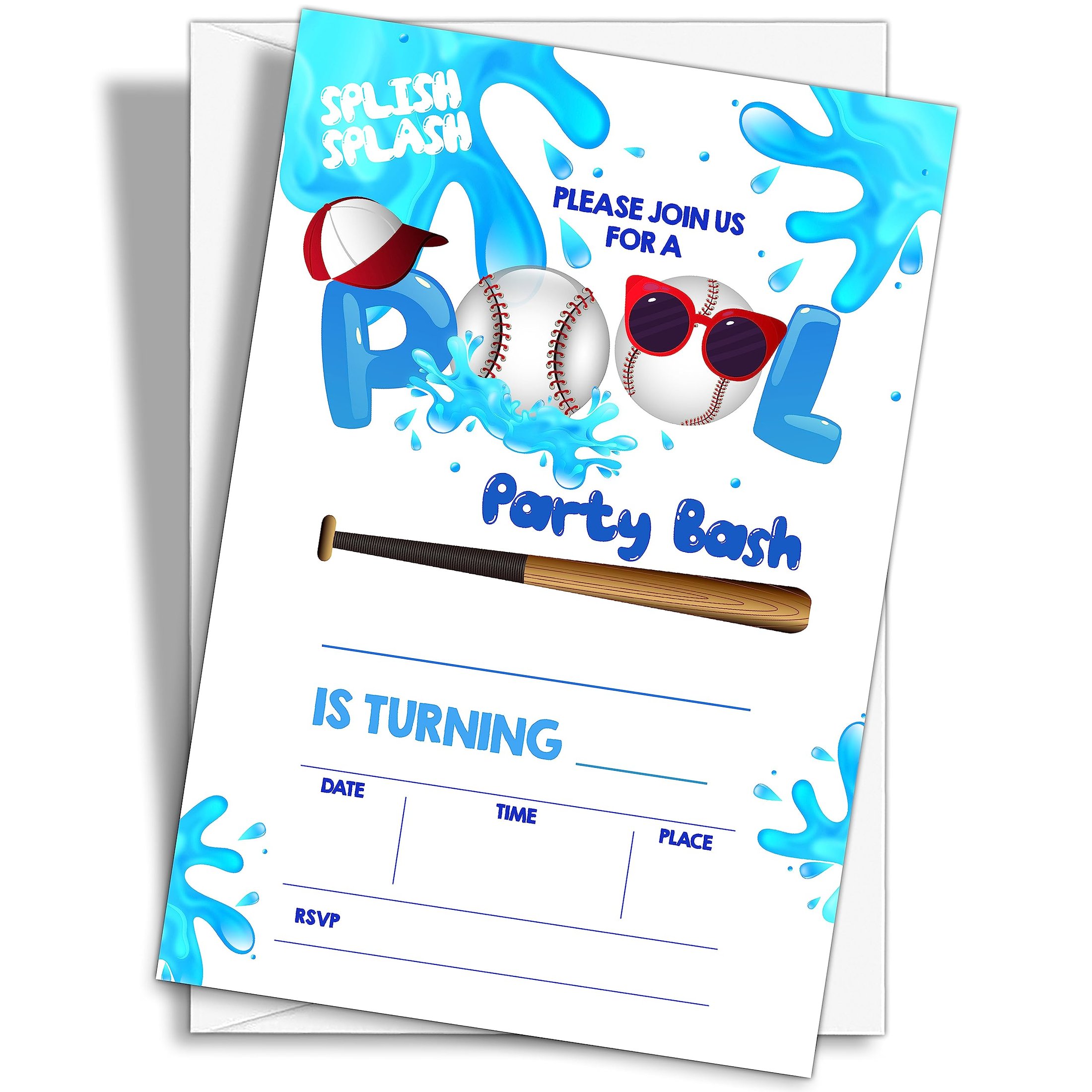 Splash into Fun: Summer Pool Party Invitations - 20 Count 4"x6" Cards ...
