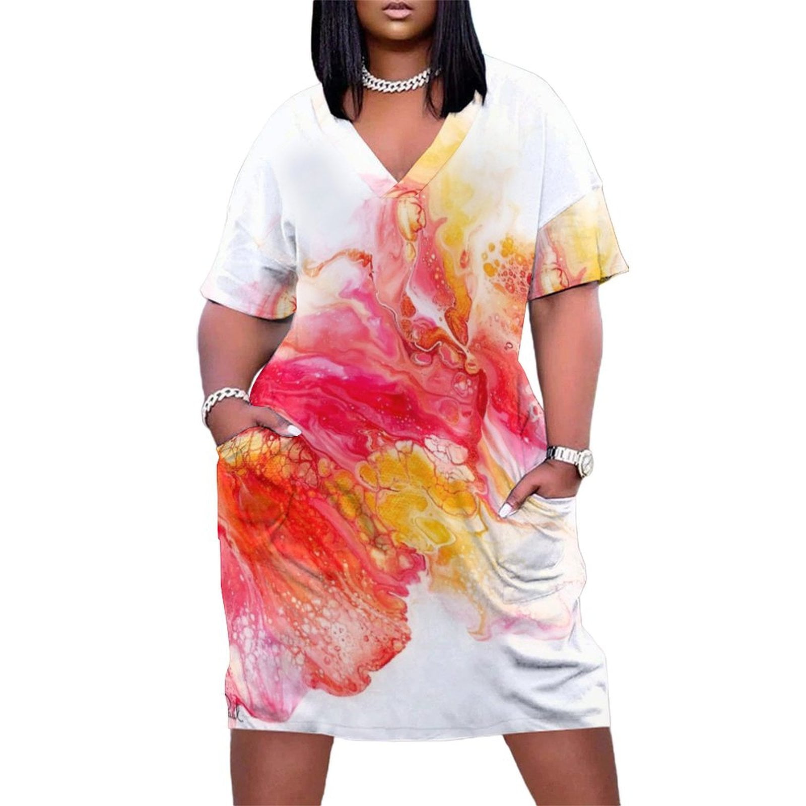 Splash of Pink Loose Pocket Dress summer dresses women 2025 women ...