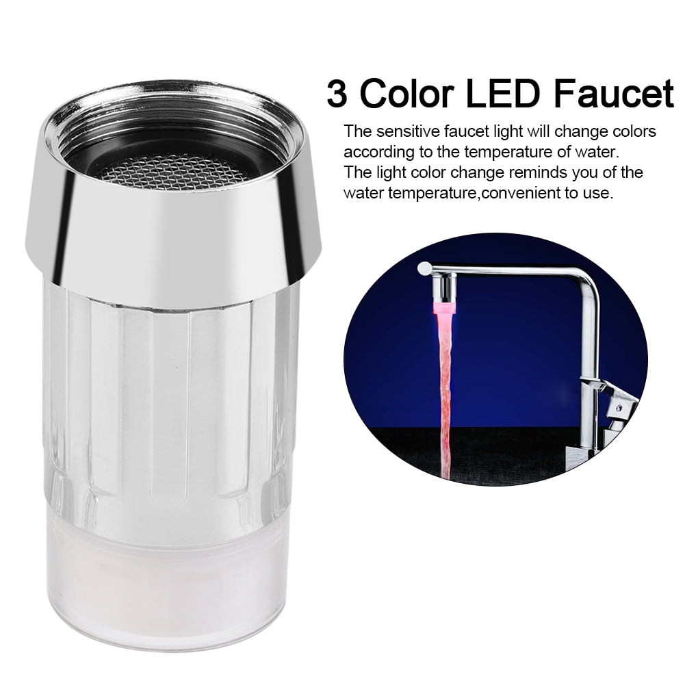 Splash-proof 3 Color Change LED Sink Basin Faucet Kitchen Water Tap ...