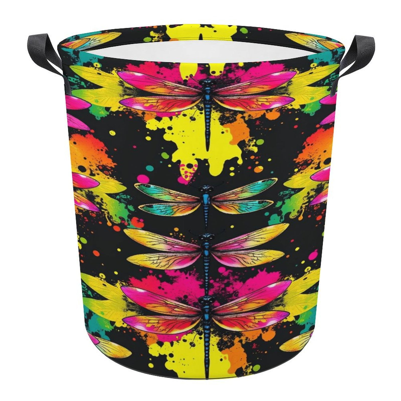 Splashing Ink Dragonfly Laundry Basket Collapsible Clothing Hamper Toys Organizer Storage Bins ...