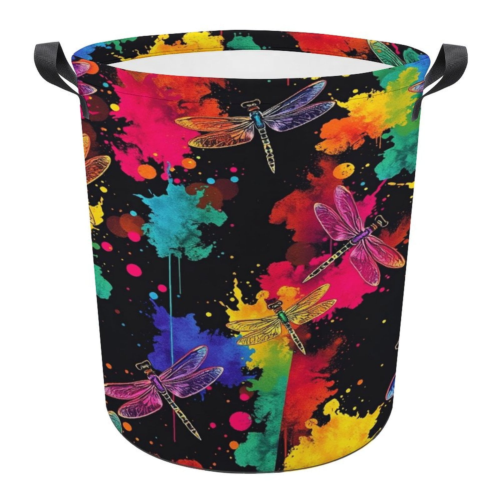 Splashing Ink Dragonfly Laundry Basket Foldable Physical Culture Clothes Hamper for Baby Kids ...