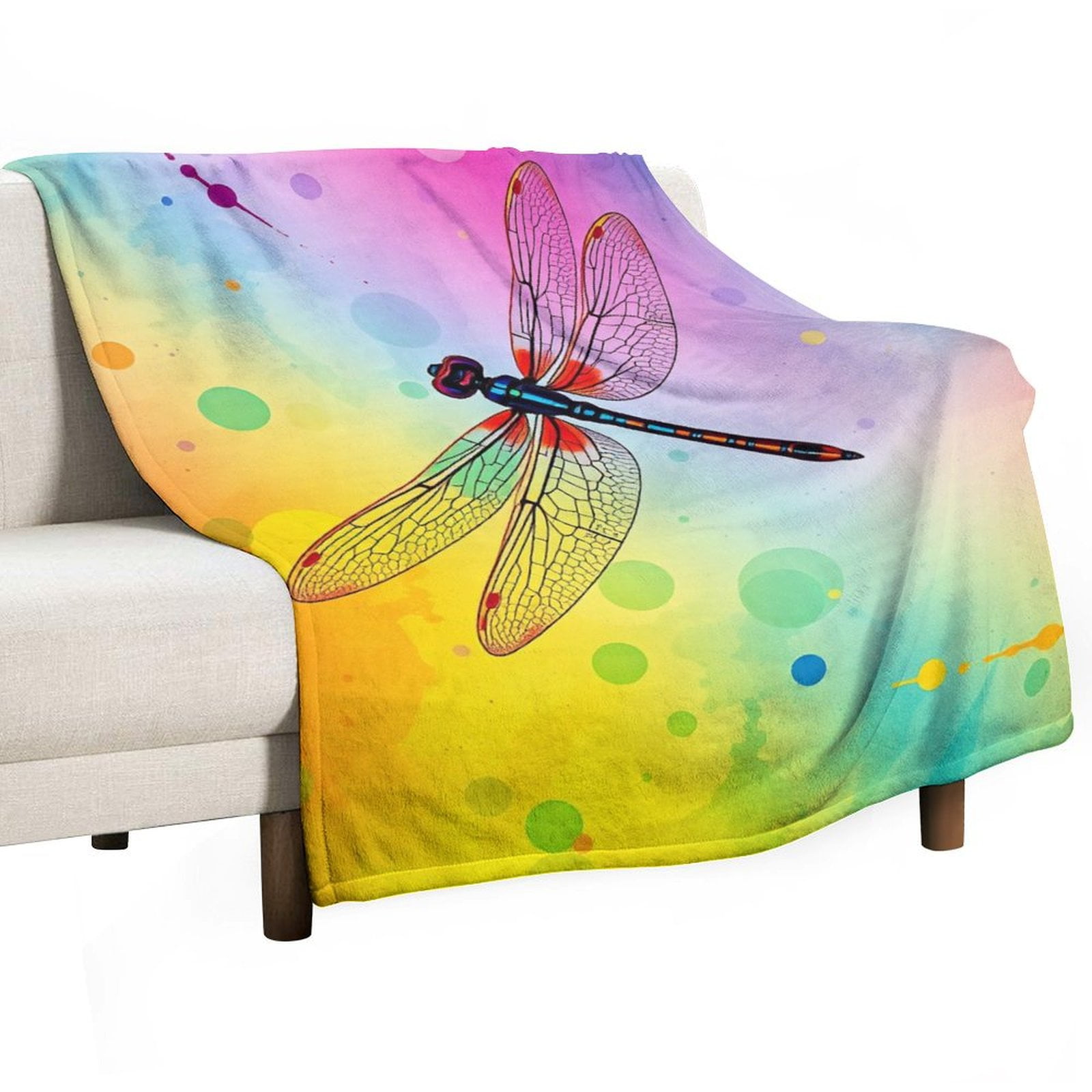 Splashing Ink Dragonfly Throw Blanket Soft Plush Blanket Bedroom ...