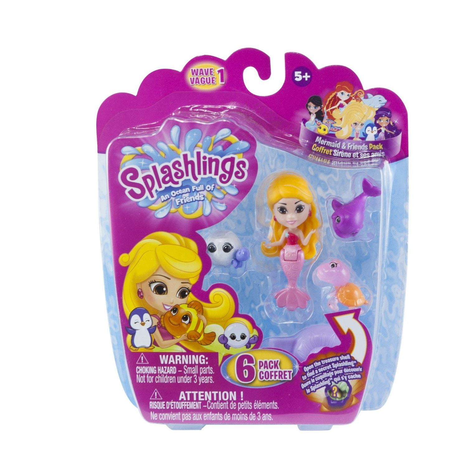 Splashlings Mermaid 6 Pack Playset - One Mermaid, Four Splashlings, And ...