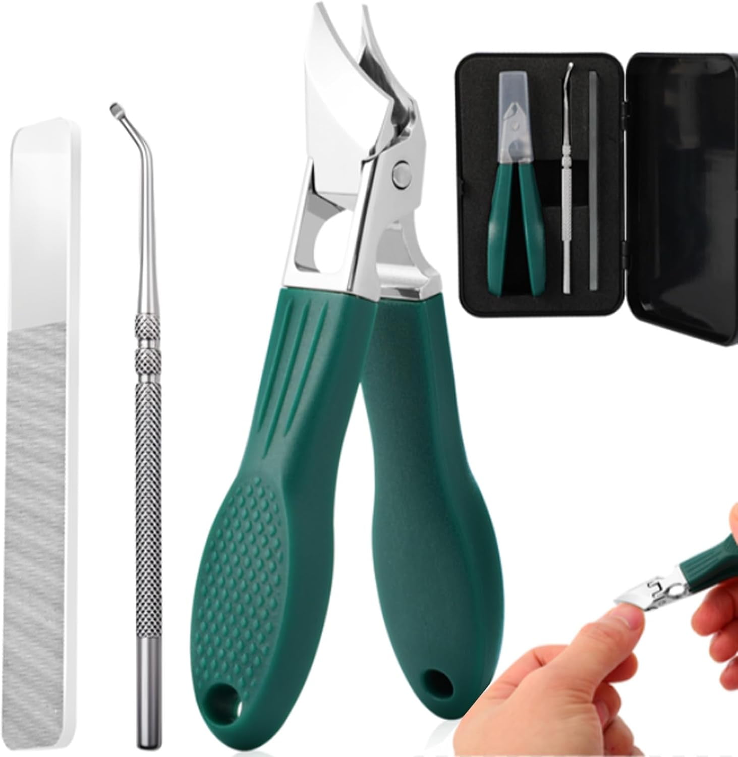 Splashproof 25° Beveled Edge Nail Clippers 3-Piece Set, Long Handle ...