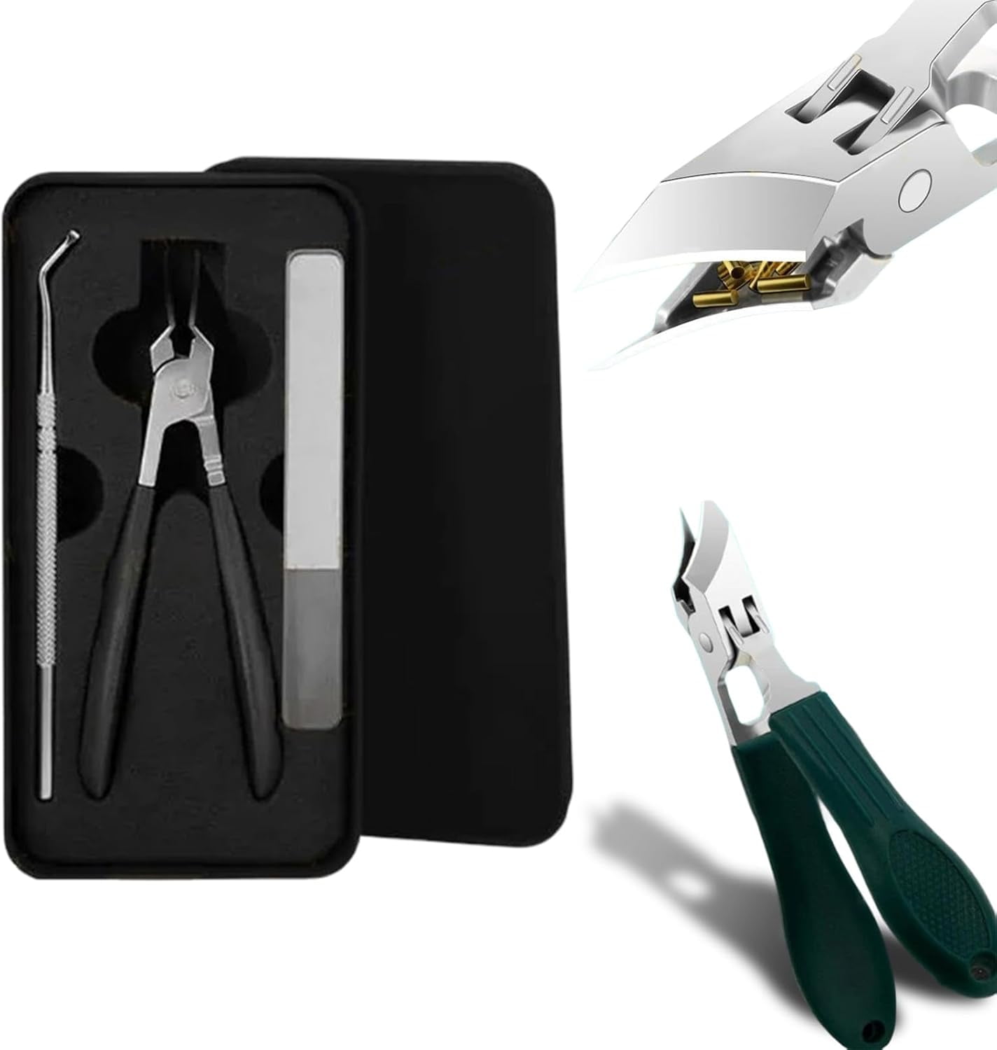 Splashproof 25° Beveled Edge Nail Clippers Set - 3-Piece Wide Jaw ...