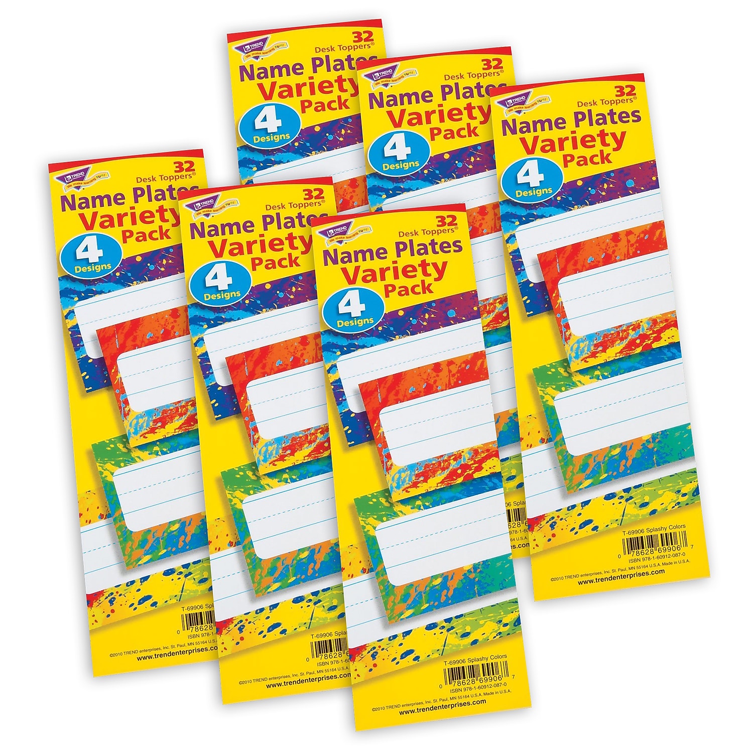 Splashy Colors Desk Toppers® Name Plates Variety Pack, 32 Per Pack, 6 ...