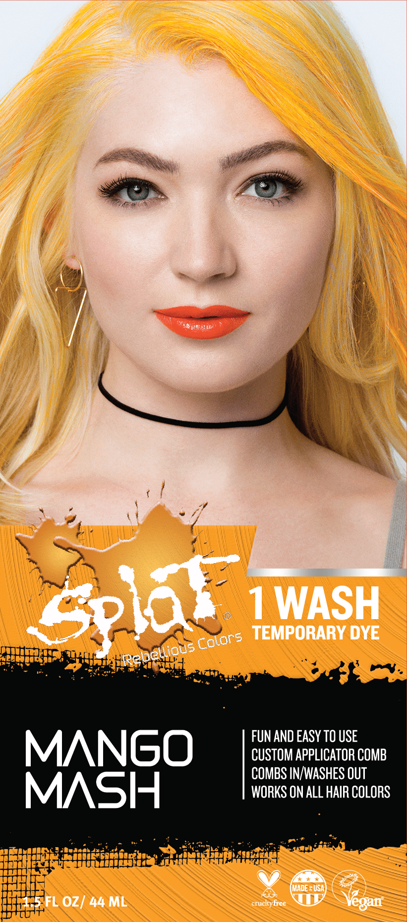 Splat 1 Wash Mango Mash Hair Color, Temporary Bleach Free Orange Hair ...