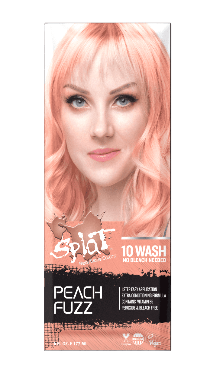 Splat 10 Wash Peach Fuzz Hair Color, No Bleach Temporary Orange Hair ...