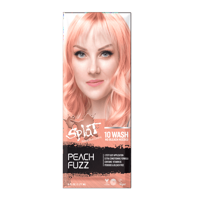 Splat 10 Wash Peach Fuzz Hair Color, No Bleach Temporary Orange Hair ...