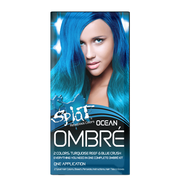 Splat Complete Kit, Ombre Ocean, Semi-Permanent Turquoise & Blue Hair ...