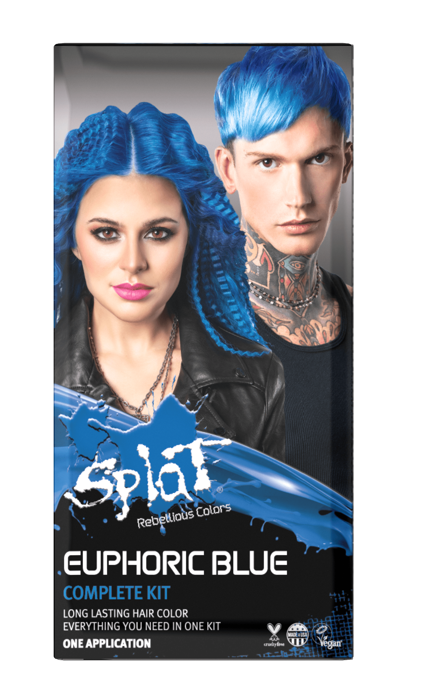 Splat Hair Color Kit, Euphoric Blue Semi Permanent Dye with Ombre ...