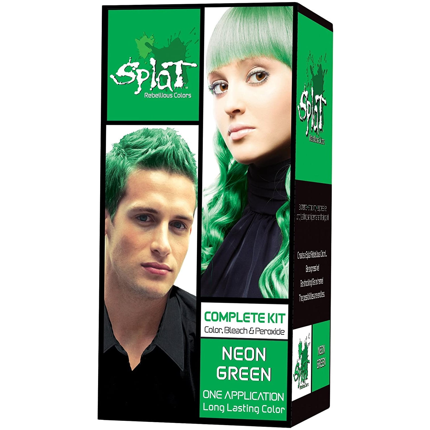 Splat Hair Color Neon Green, Vivid Hair Dye Kit with Bleach, Lasts up ...
