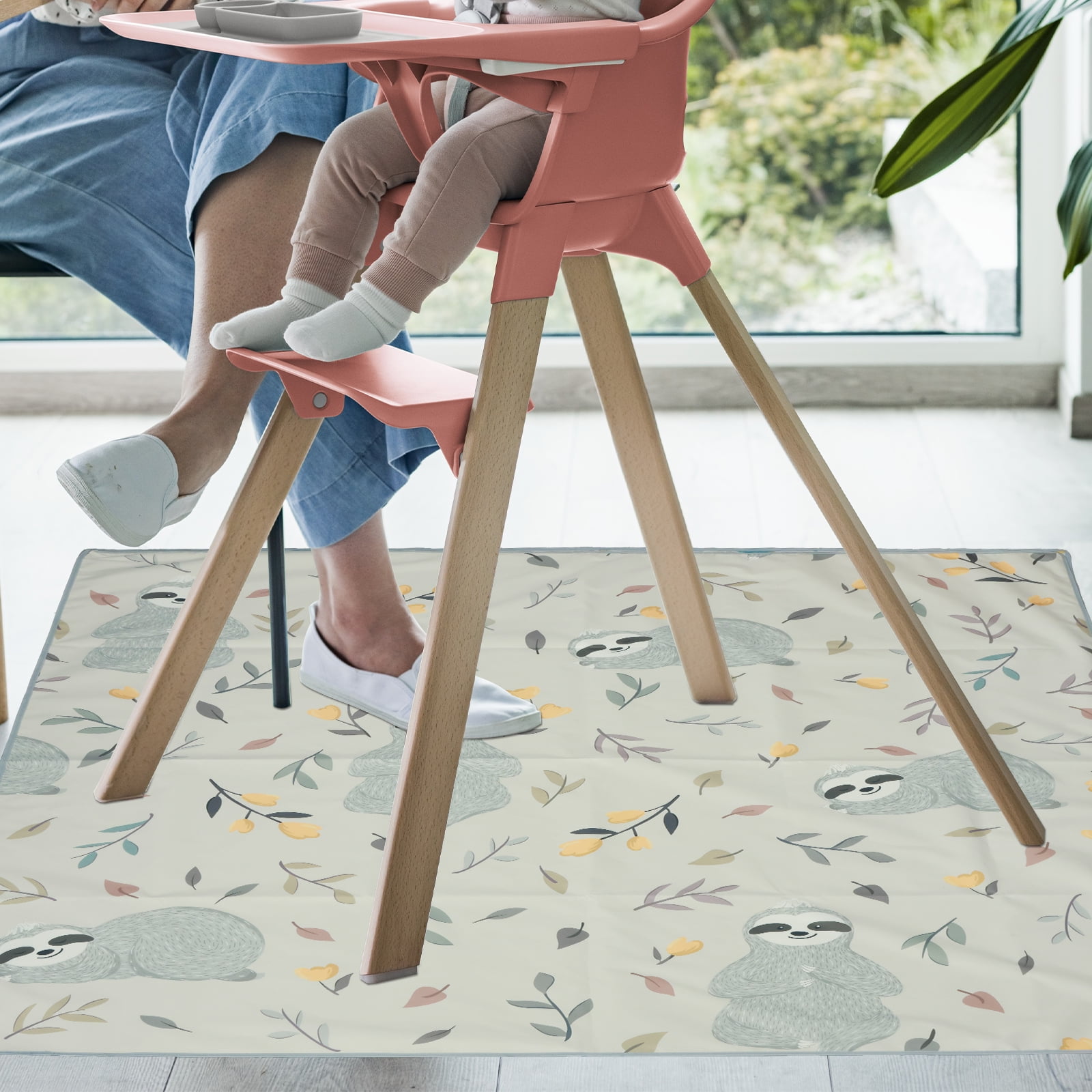 Splat Mat for Under High Chair 51 x 51 Inch Baby Dining Chair Mat Anti ...