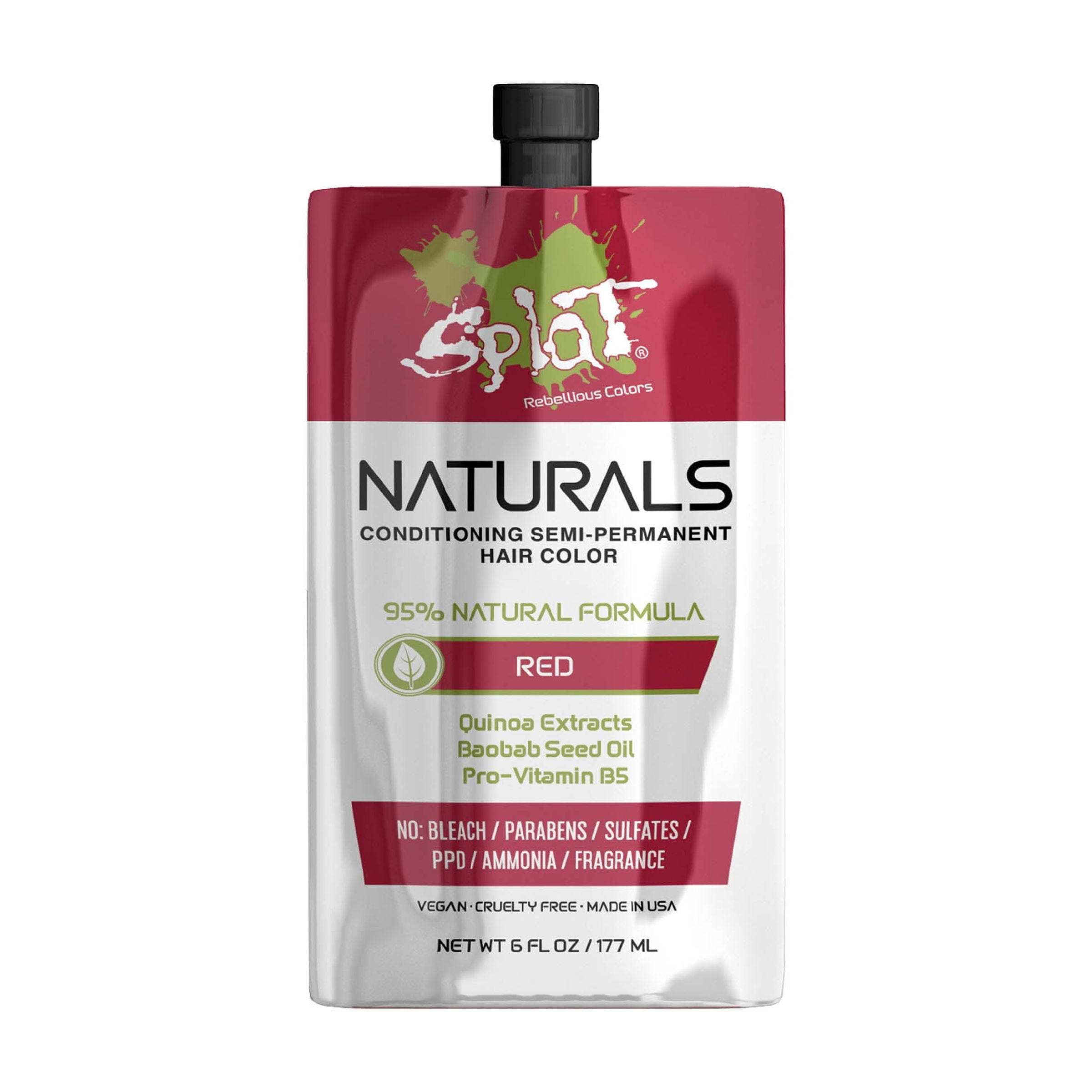 Splat Naturals Conditioning Hair Color, Semi-Permanent Hair Dye, Red, 6 ...
