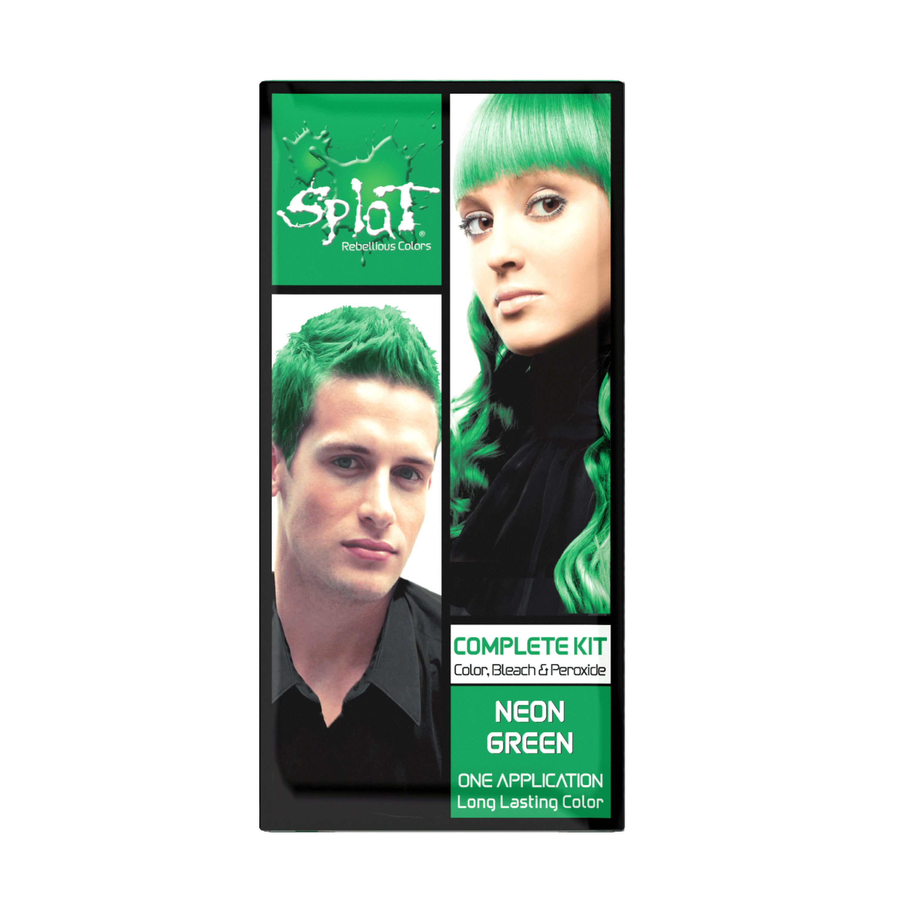 Splat Neon Green Semi-Permanent Hair Color Kit with Bleach, Nourishing ...