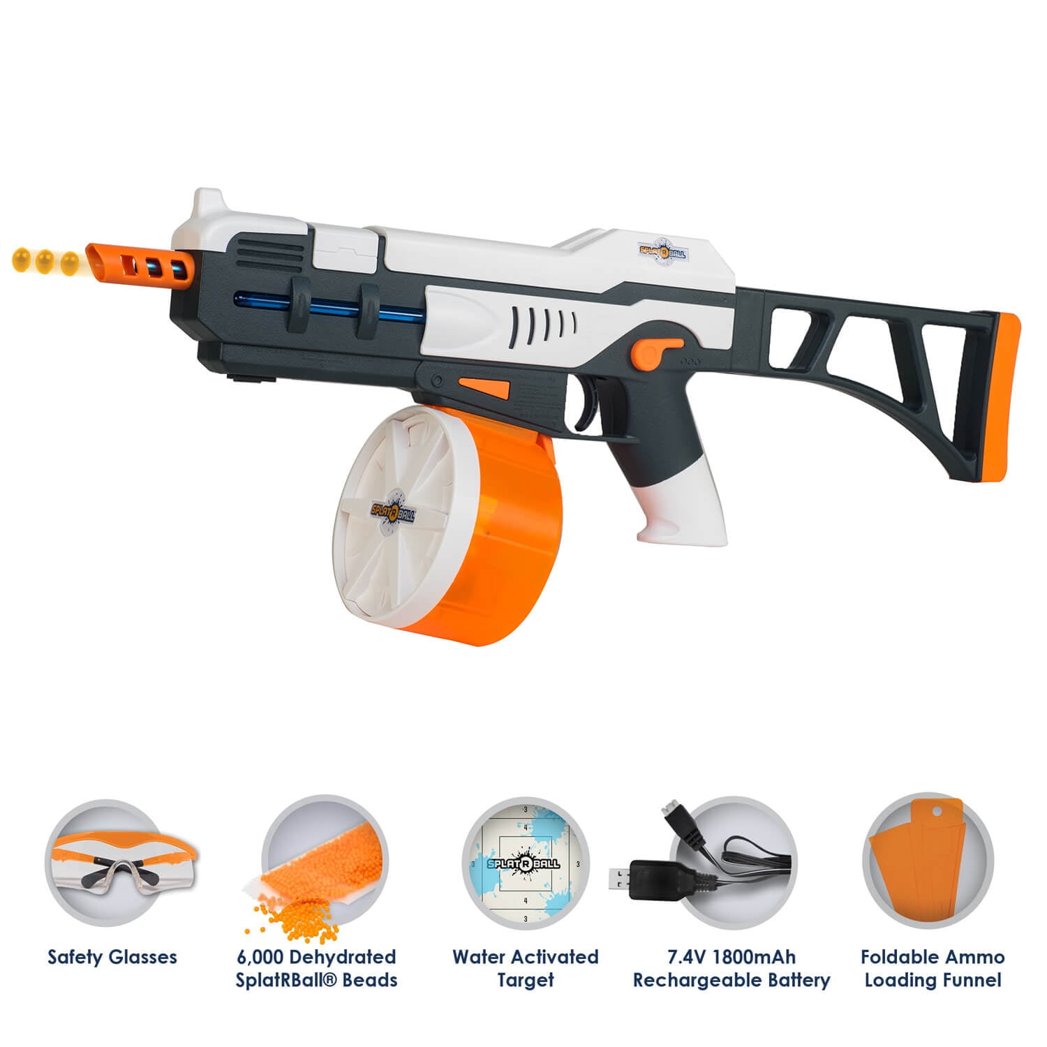 Splat-R-Ball SRB1200 Blaster Kit with 1200 Round Drum, Rechargeable ...