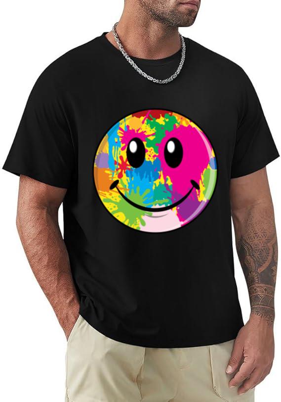 Splat Smiley T-shirt with Bold Paint Effect and Retro Mood, for men ...
