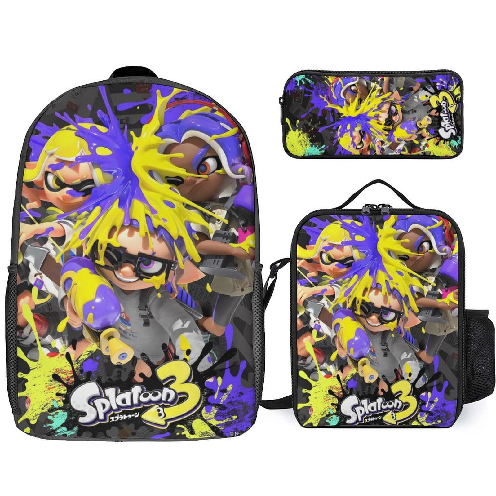 Splatoon 3 3 Piece Backpack Set with Lunch Bag Pencil Case , High ...
