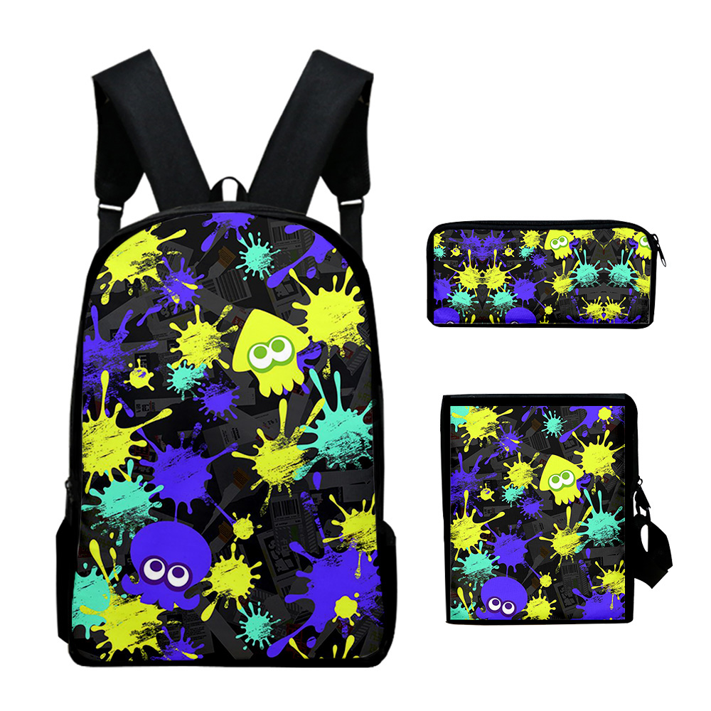 Splatoon 3 New Anime 3pcs/set Zipper Backpack 3D Print Waist Bag Work ...