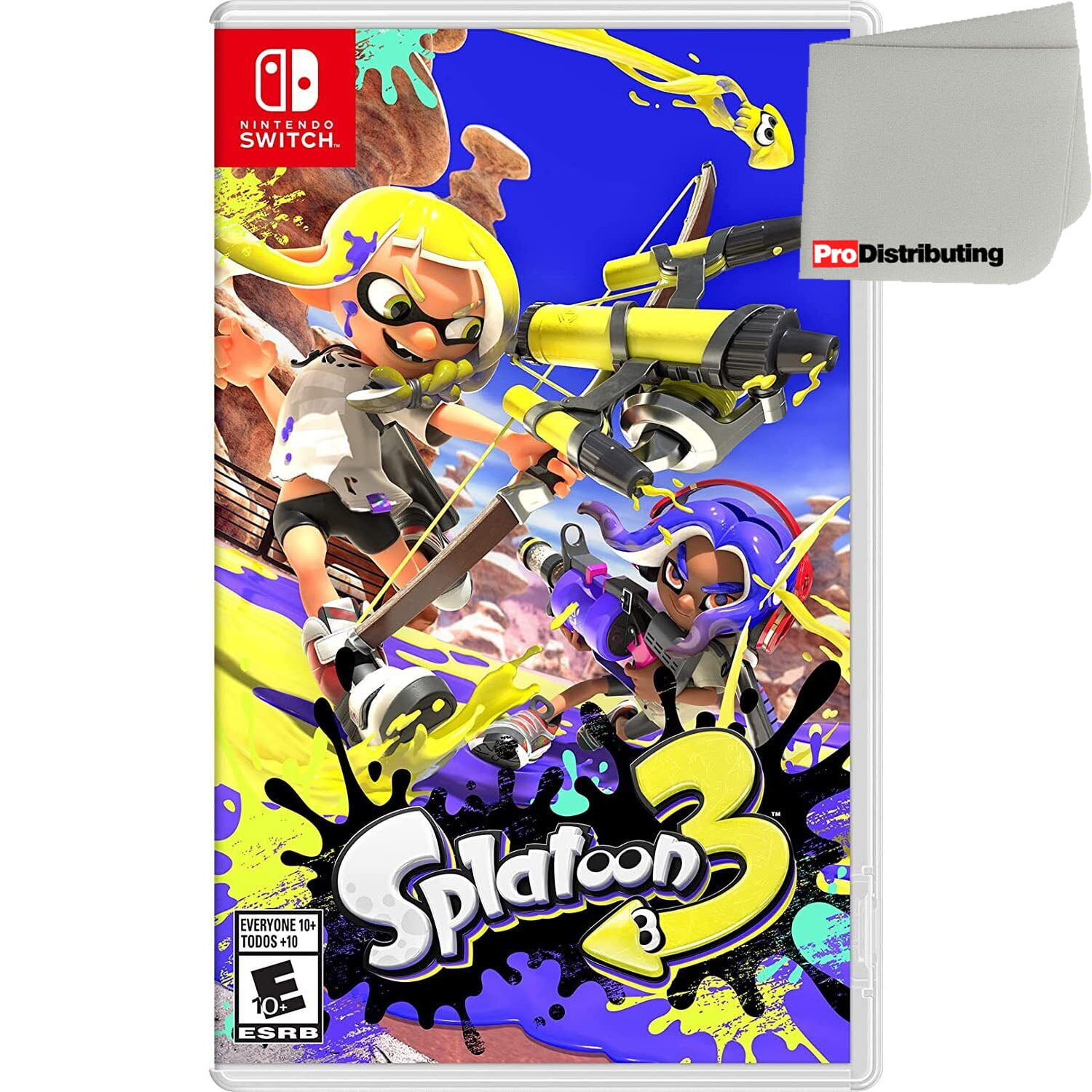 Splatoon 3 - Nintendo Switch Game with Screen Cleaning Cloth and New ...
