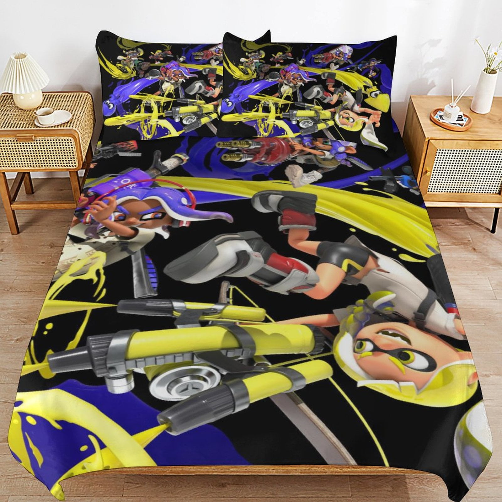 Splatoon 3-Piece Bedding Set Soft Warm And Comfortable Bed Set with 1 ...
