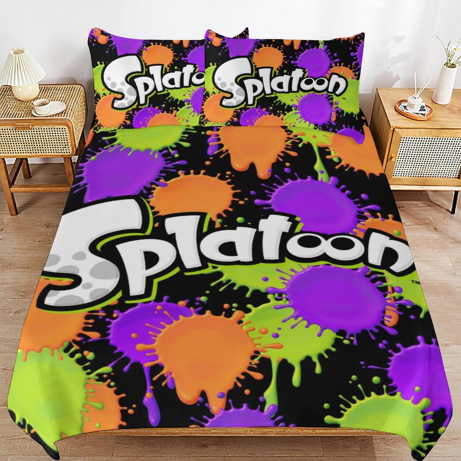 Splatoon 3-Piece Bedding Set Soft Warm And Comfortable Bed Set with 1 ...