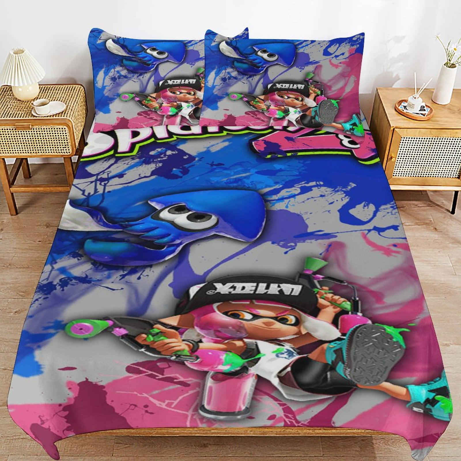 Splatoon 3-Piece Bedding Set Soft Warm And Comfortable Bed Set with 1 ...