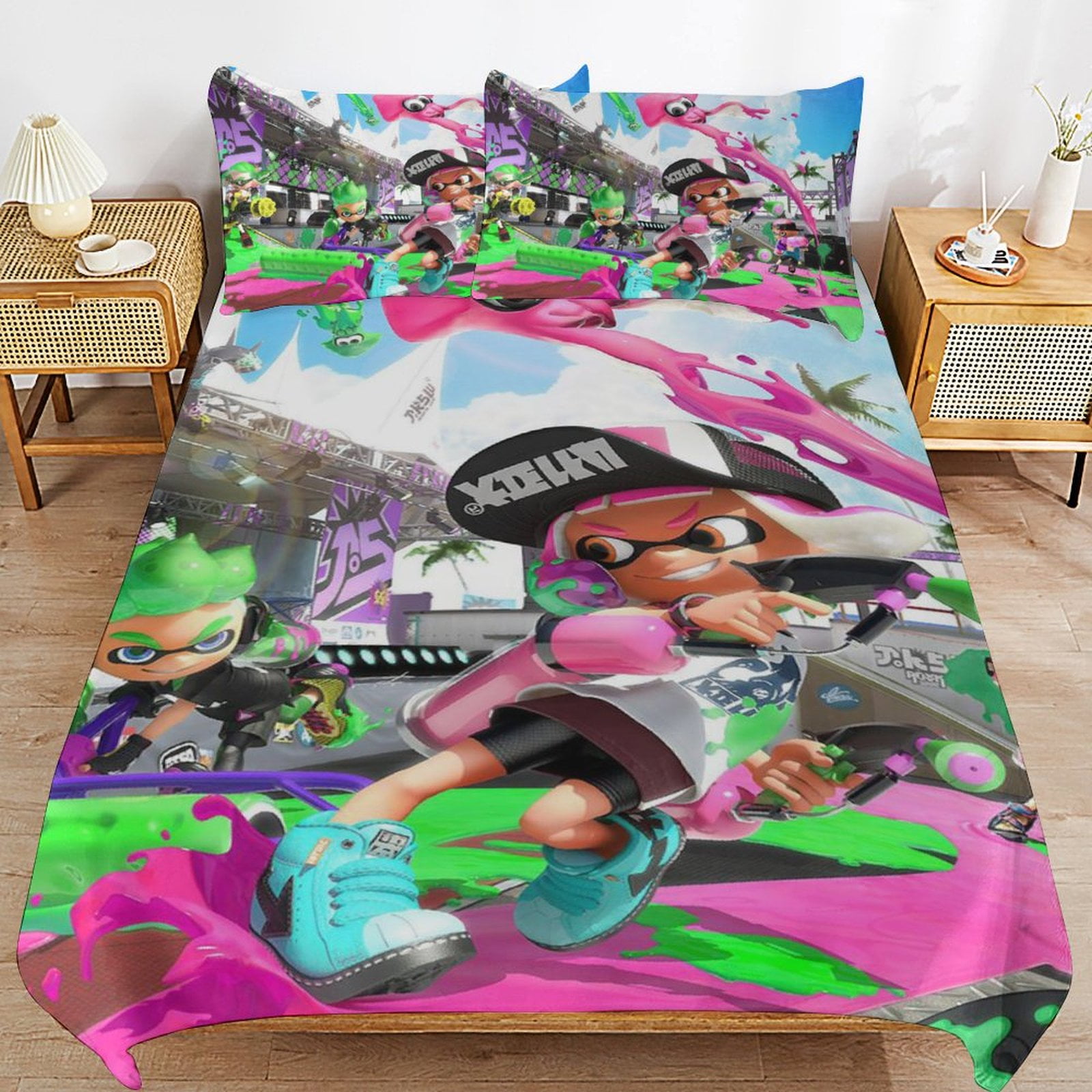 Splatoon 3-Piece Bedding Set Soft Warm And Comfortable Bed Set with 1 ...