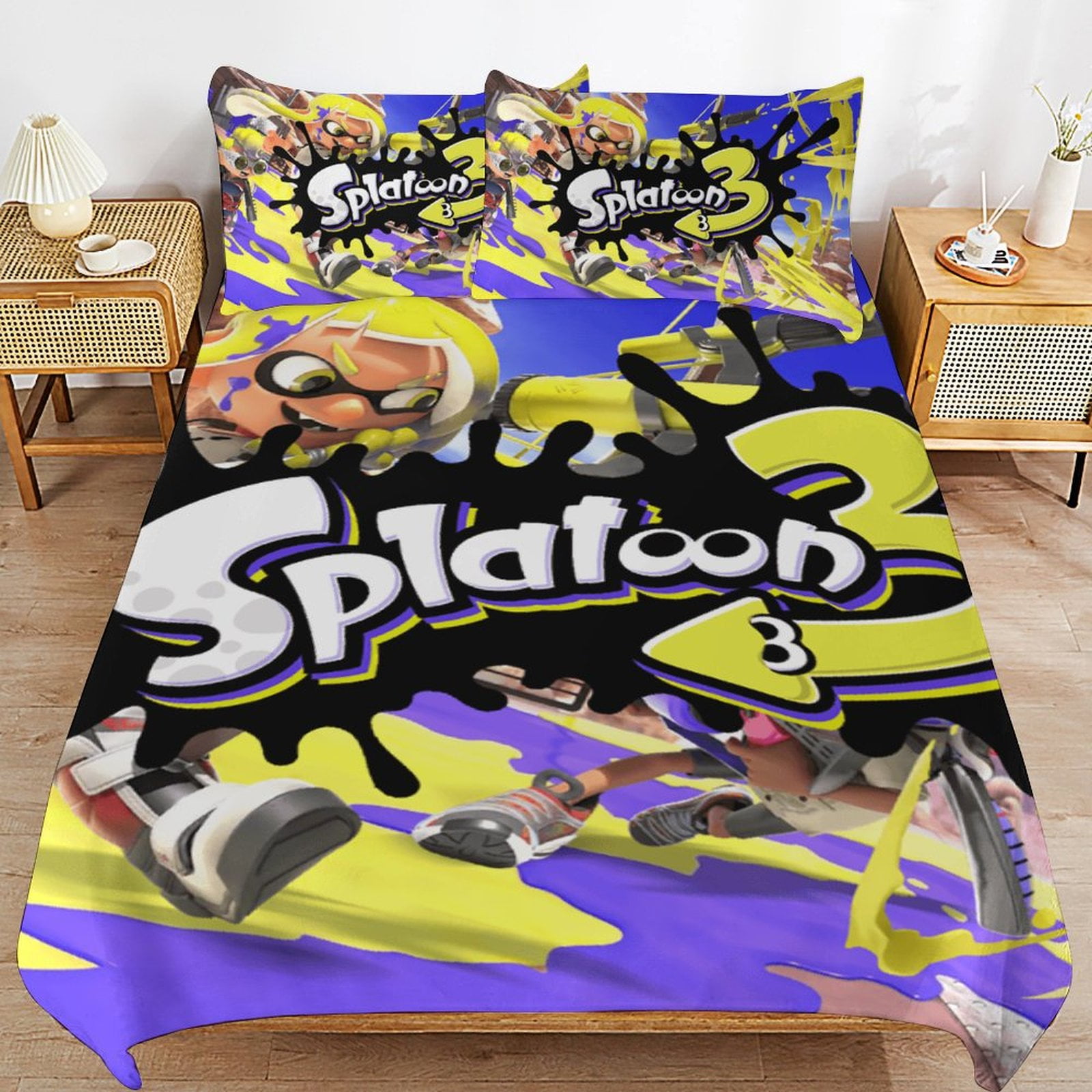 Splatoon 3-Piece Bedding Set Soft Warm And Comfortable Bed Set with 1 ...