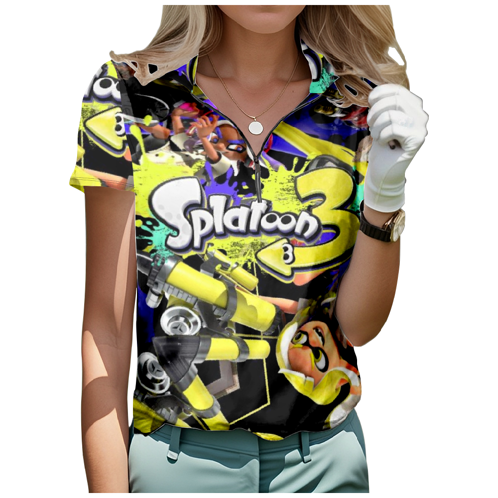 Splatoon 3 Standing Neck Golf Women's Short Sleeved Shirt Game ...