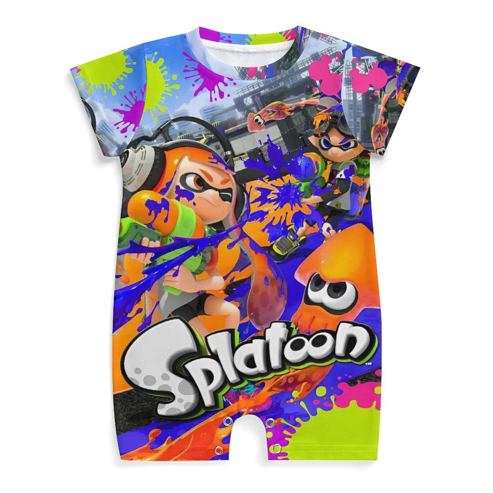 Splatoon Baby Boy Girl Short Sleeve Romper Clothing Set Print Cartoon ...