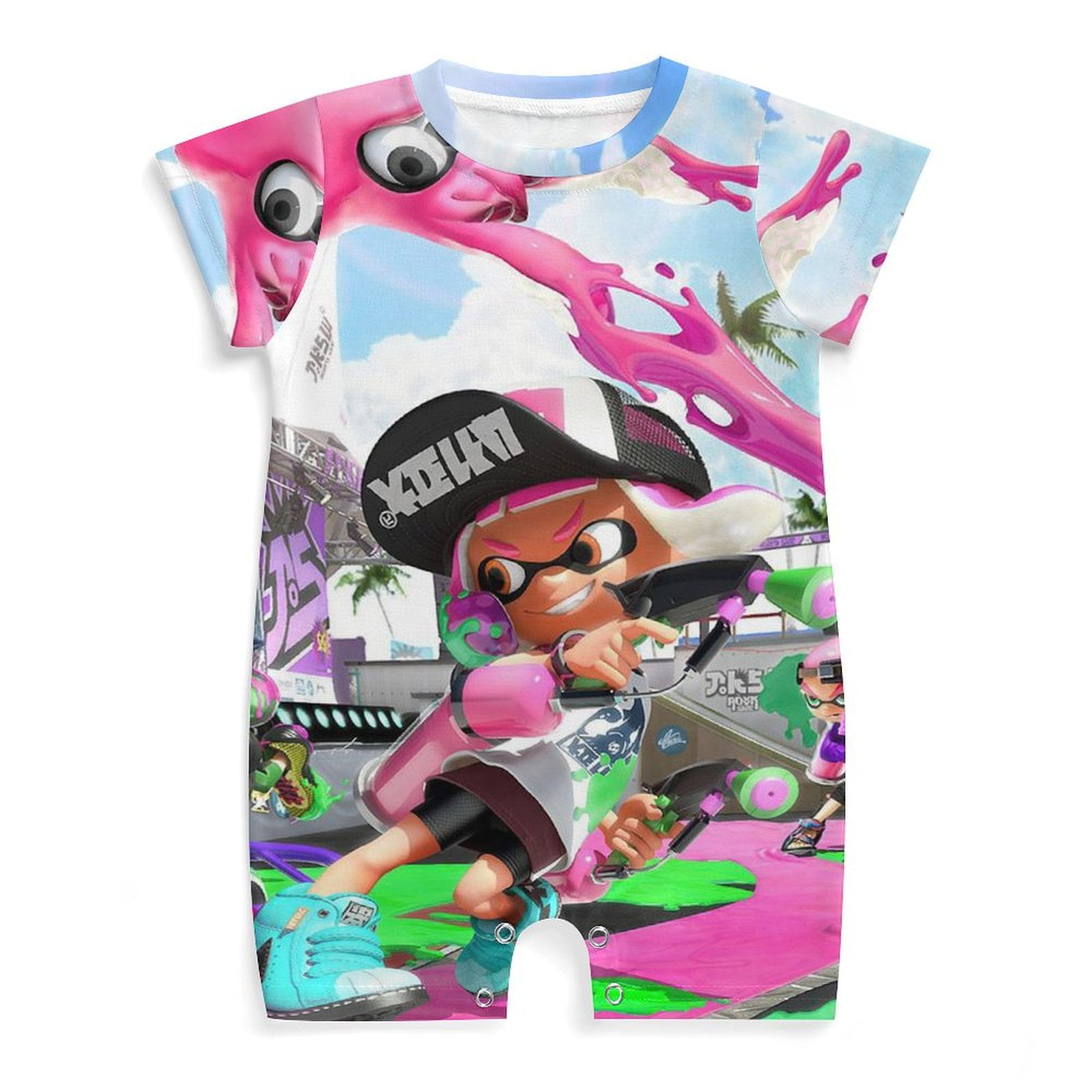 Splatoon Baby Boy Girl Short Sleeve Romper Clothing Set Print Cartoon ...