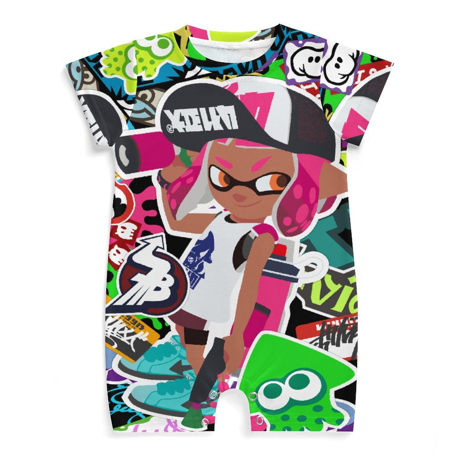 Splatoon Baby Boy Girl Short Sleeve Romper Clothing Set Print Cartoon ...
