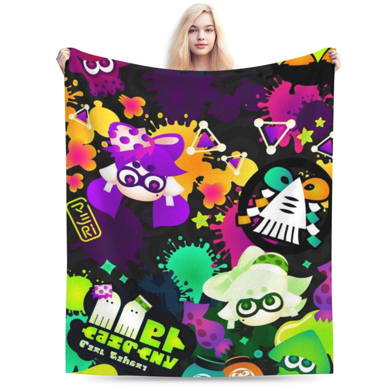 Splatoon Blanket Fuzzy Plush Bed Blanket Cozy Fluffy Air Condition ...