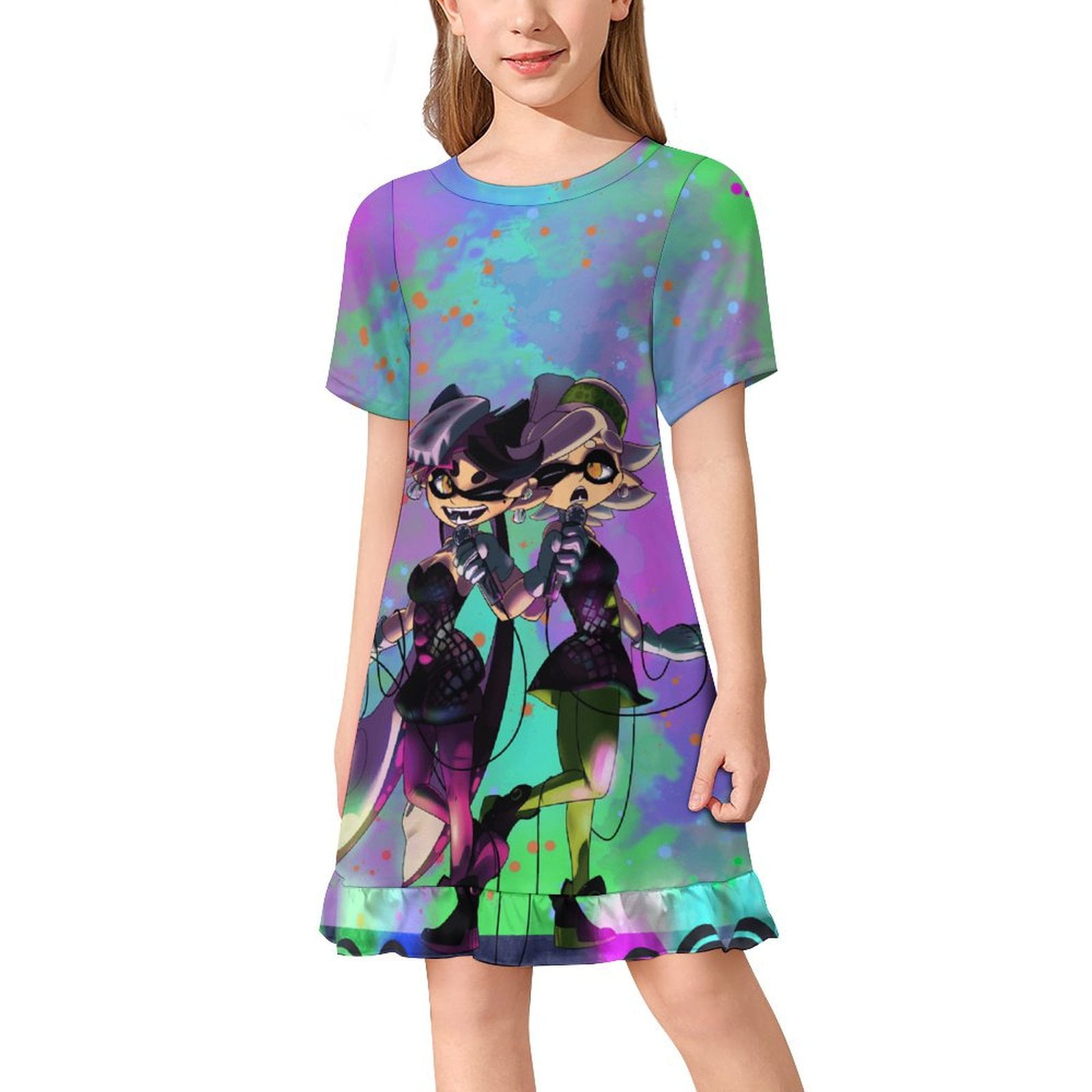 Splatoon Cartoon Children's Short Sleeved Dress 3D Printed Classical ...