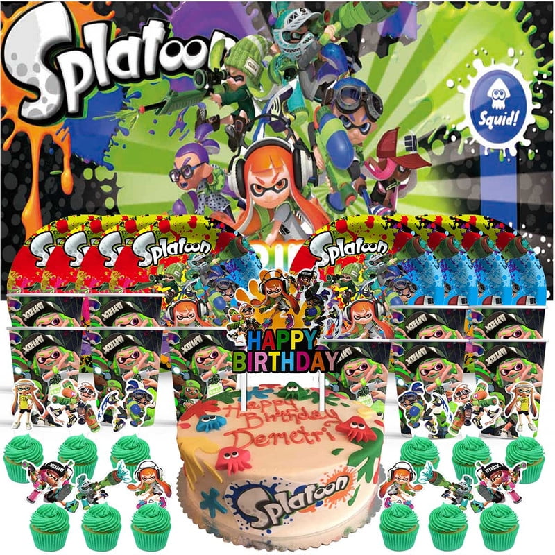Splatoon Birthday Cups Party Supplies Decor Backdrop Plates Fans ...