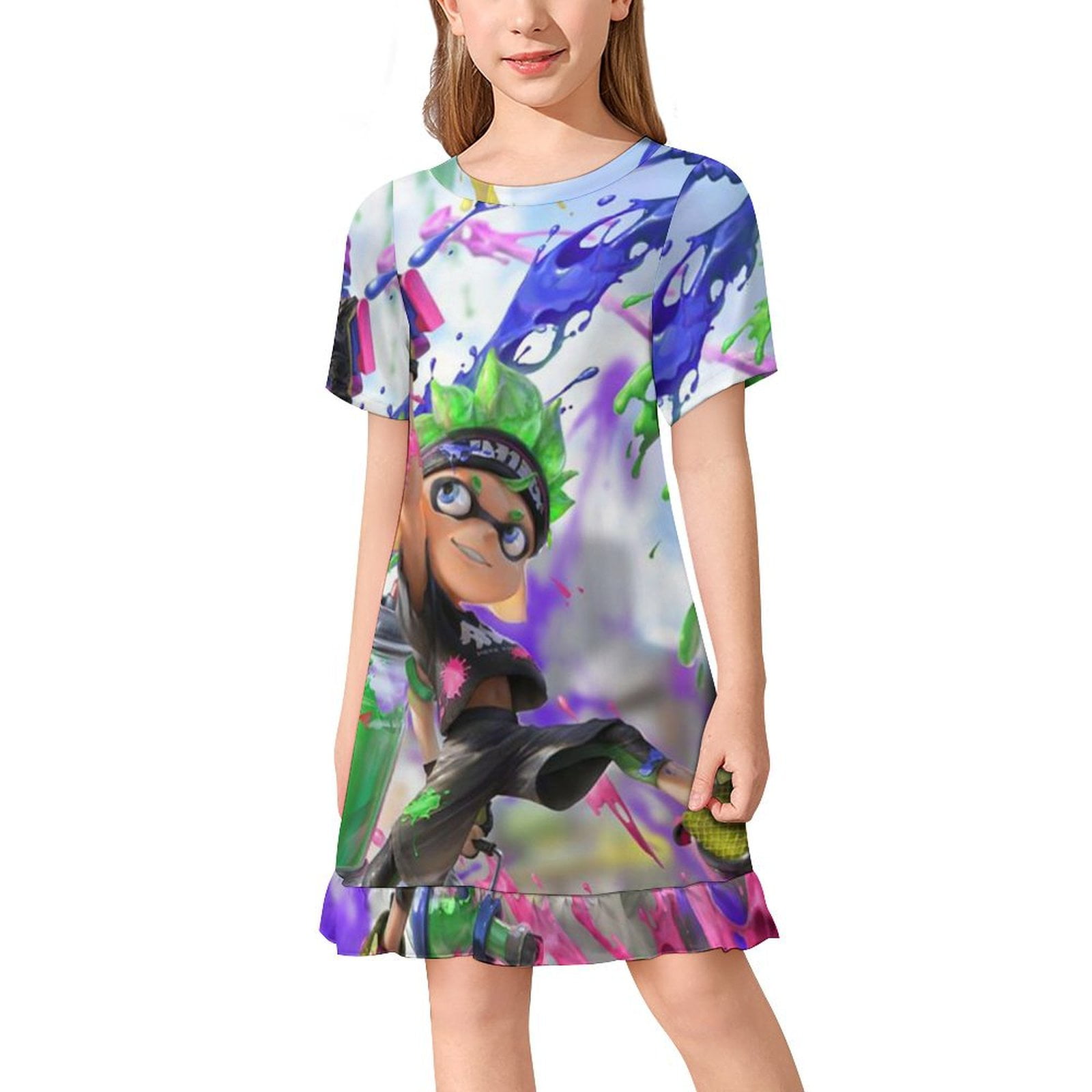Splatoon Game Children's Short Sleeved Dress 3D Printed Classical Girl ...