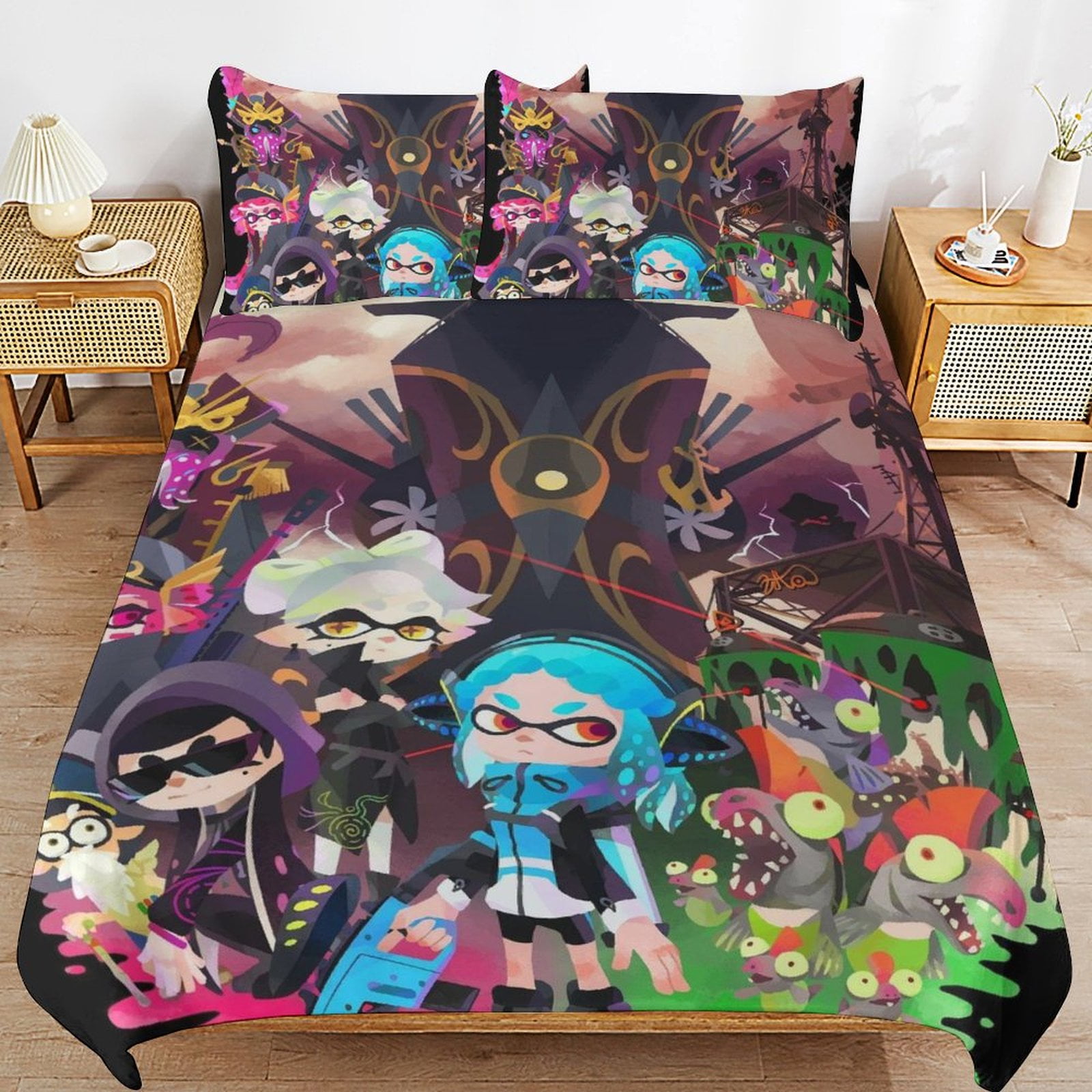 Splatoon Game Poster 3 Pieces Bedding Set Decoration Double Sided ...