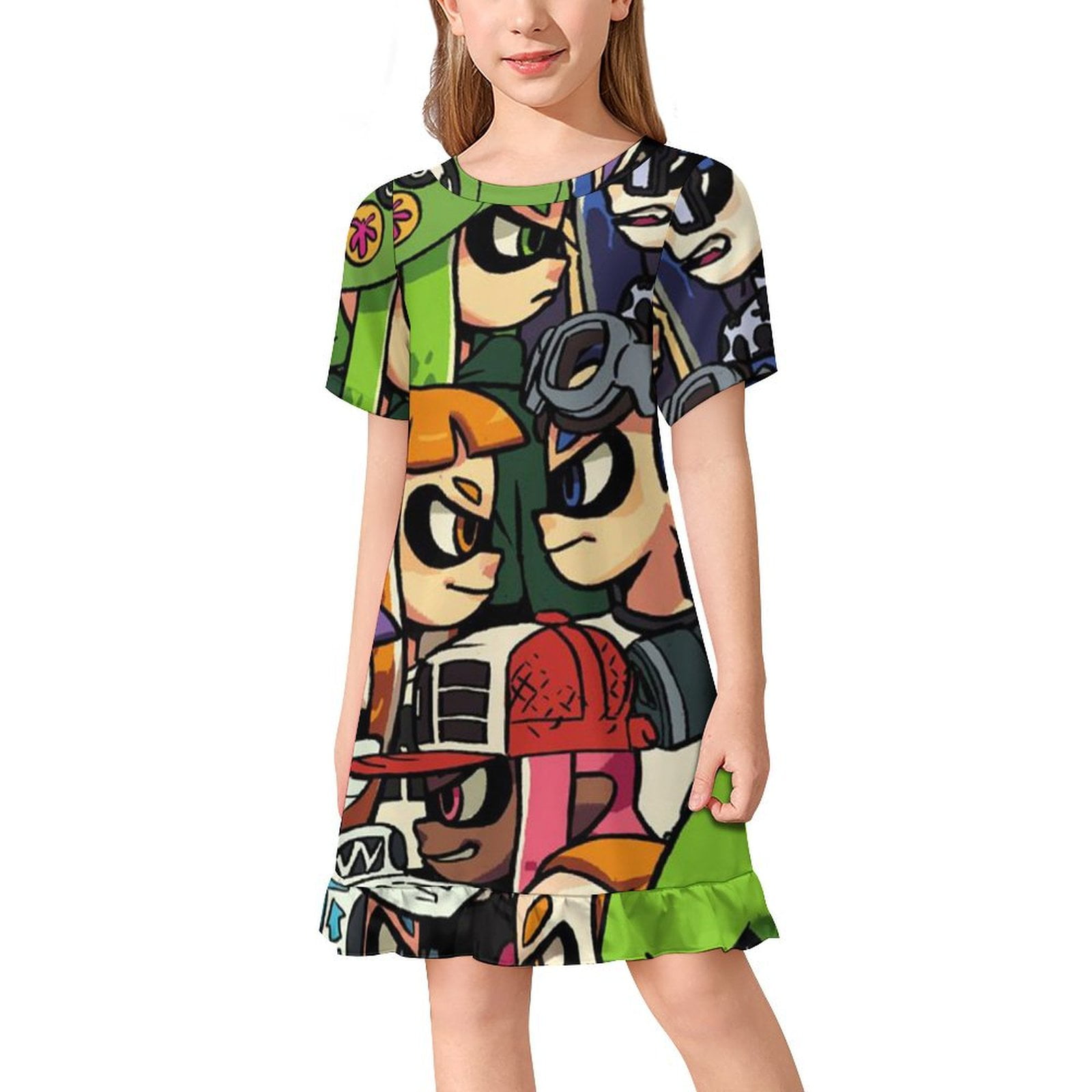 Splatoon Game Poster Children's Short Sleeved Dress 3D Printed ...