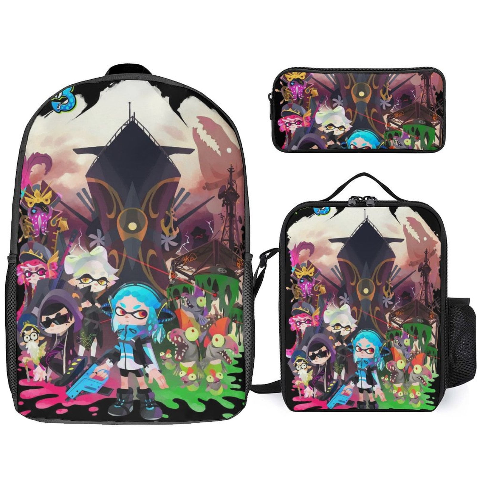 Splatoon Game Poster Schoolbag With Lunch Bag Pencil Case Set Unisex ...