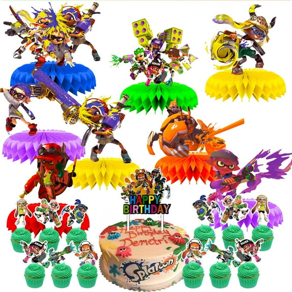 Splatoon Honeycomb Centerpieces Table Toppers Cake Toppers Decorations ...